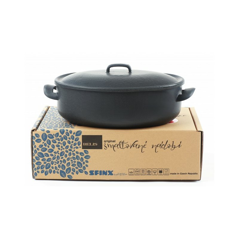 Oválný pekáč s poklicí modrý smalt Belis 32 cm | Od Kulináře